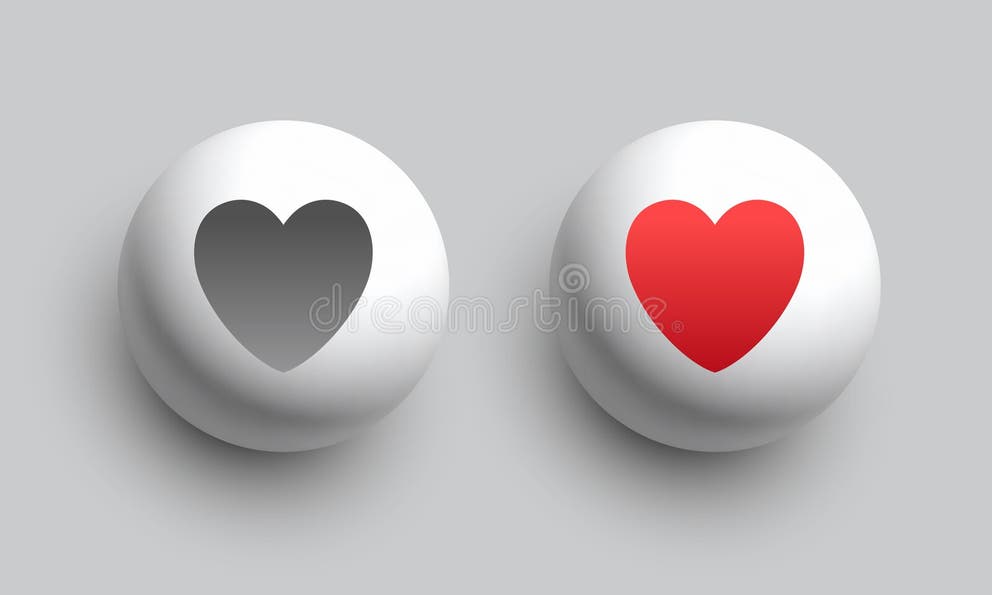Like Button. White Round Button with Red Heart Stock Vector ...