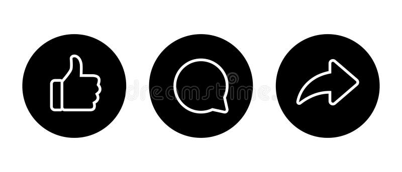 Like, Comment, and Share Arrow Icon on Black Circle Stock Vector ...