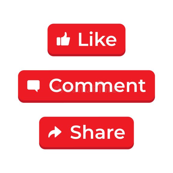 Like, Comment, and Share Button. Icon Set for Channel Editorial Image ...