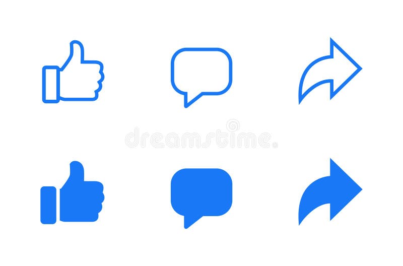 Like, Comment, and Share Icon Vector in Flat Style. Facebook Post ...