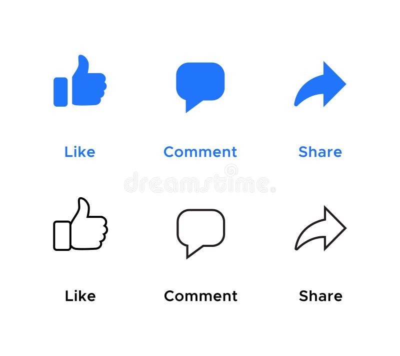 Like, Comment, and Share Icon Vector of Social Media Symbols Stock ...