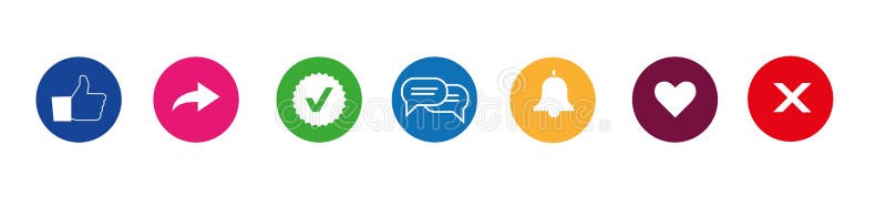 Like, Comment, Share and Save. Button Icon Set of Social Media Stock ...