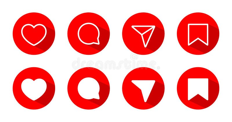 Like, Comment, Share, and Save Icon Vector in Flat Style. Social Media ...
