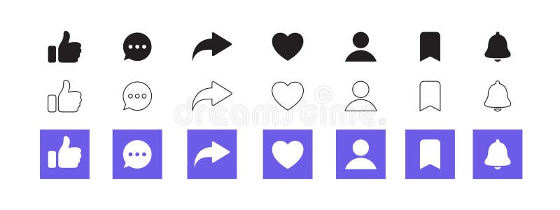 Like, Comment, Share. Social Media Interface Icons Stock Vector ...