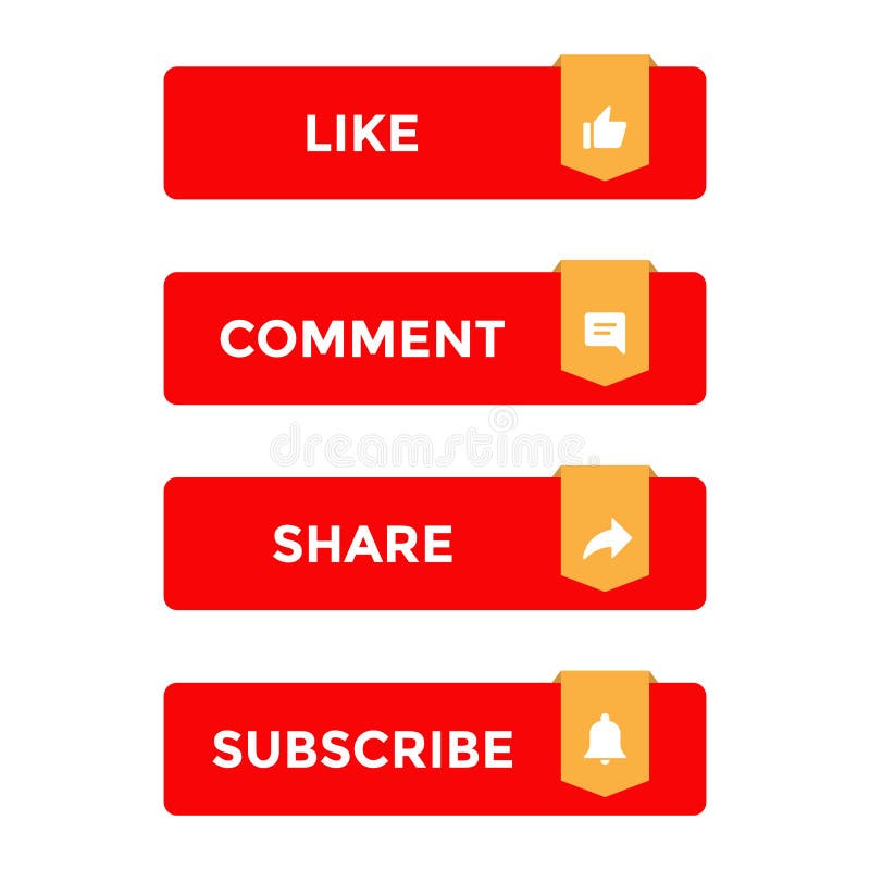 Like, Comment, Share and Subscribe in Bar Button. Icon Set for Promote ...