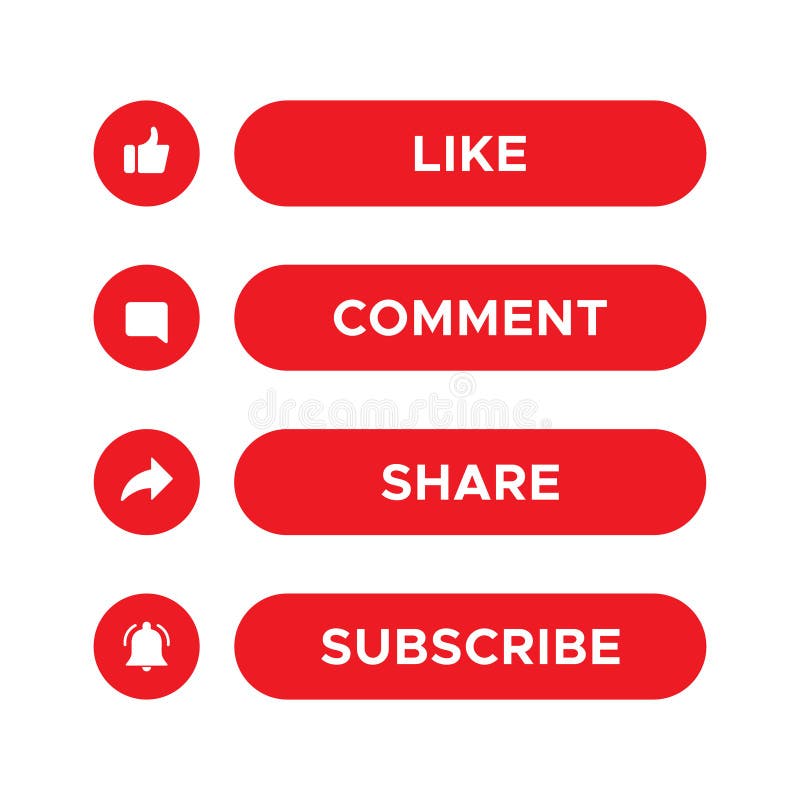 Like, Comment, Share and Subscribe Button Bar Icon Vector Stock Vector ...