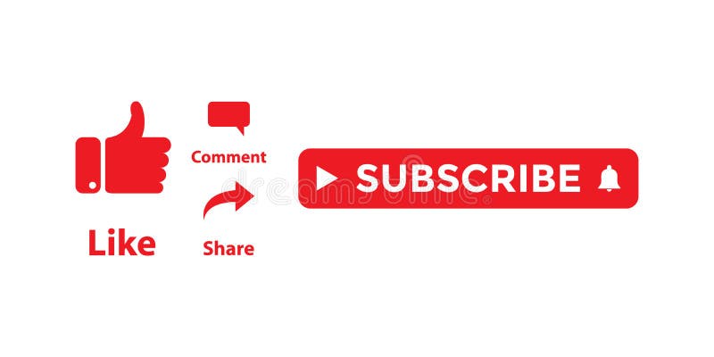 Like, Comment, Share and Subscribe Button with Bell. Icon Set for ...