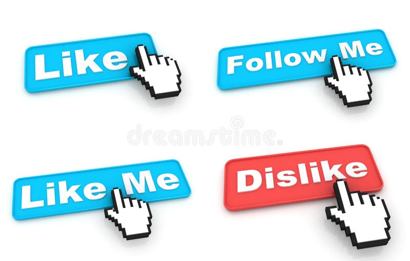 Like Concept - Web Buttons with Hand Cursor. Stock Illustration ...