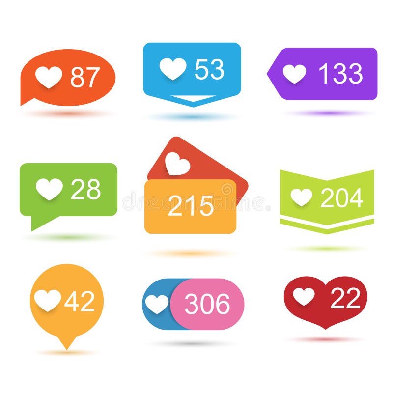 Like Counter Notification Icons Set Stock Vector - Illustration of ...