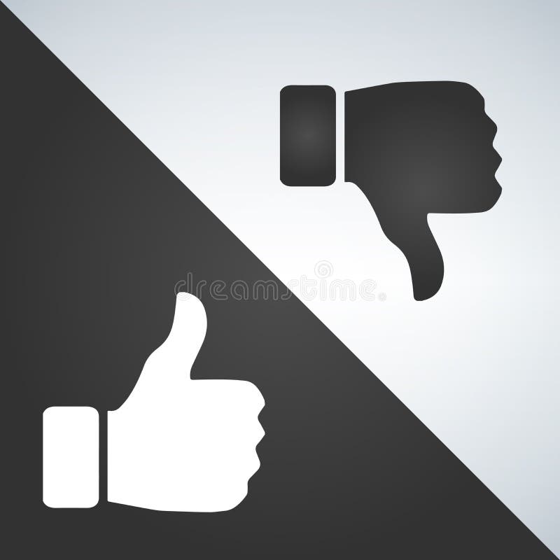 Like and Dislake Icons, Black and White Version. Stock Illustration ...