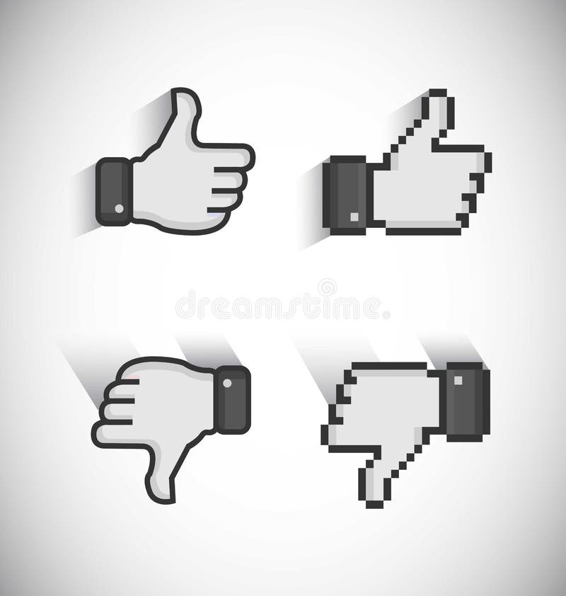 Like and Dislike in Black and White, Pixelated View and Vector View ...