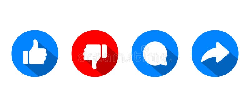 Like, Dislike, Comment, and Share Icon with Long Shadow Stock ...