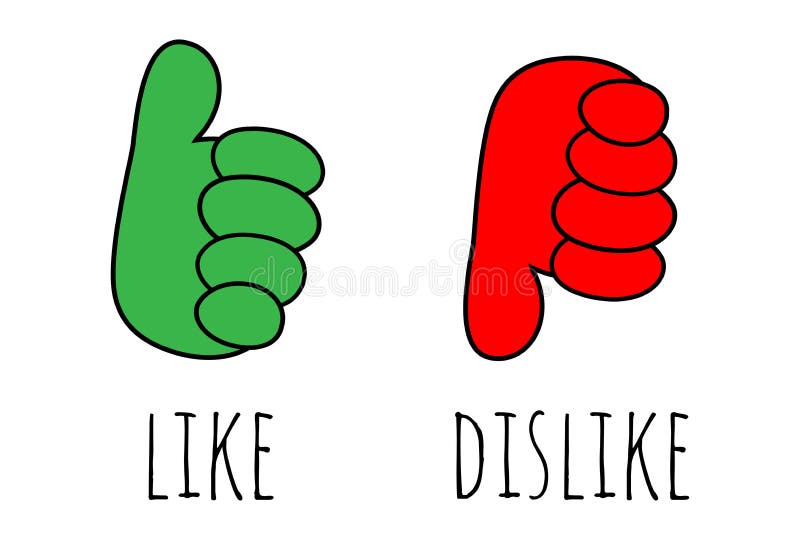 Like and Dislike. Green Hand Thumb Up and Red Hand Thumb Down Stock ...