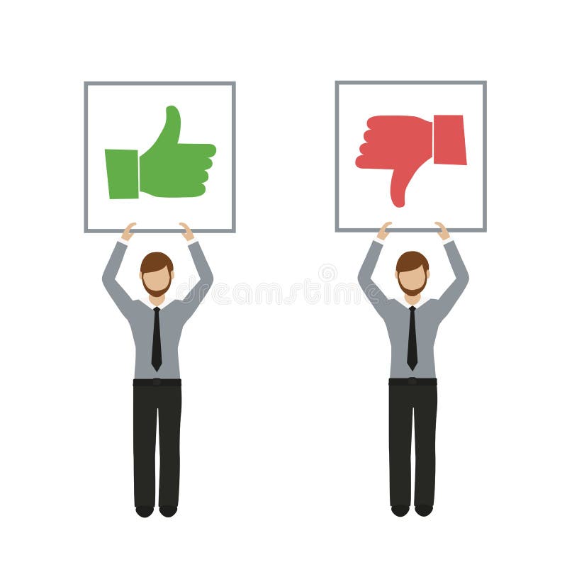 Like and Dislike Hands Business Man Character Stock Vector ...