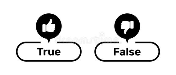 Like and Dislike Symbols with True and False Buttons Black Stock Vector ...