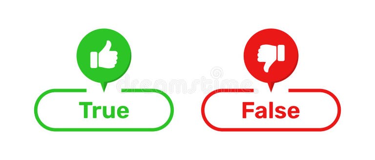 Like and Dislike Symbols with True and False Buttons Colour Stock ...