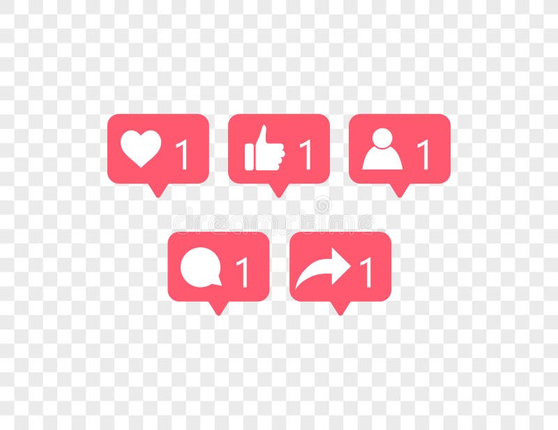 Set of Follow, Share, Like, Comment Button Icon in a Flat Design Stock ...