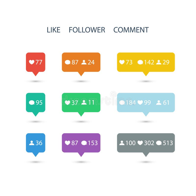 Like, Follower, Comment Icons On White Background. Stock Vector ...