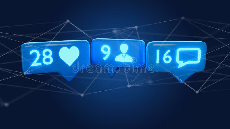 Like, Follower and Message Notification on Social Network - 3d R Stock ...