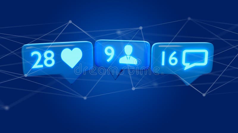 Like, Follower and Message Notification on Social Network - 3d R Stock ...