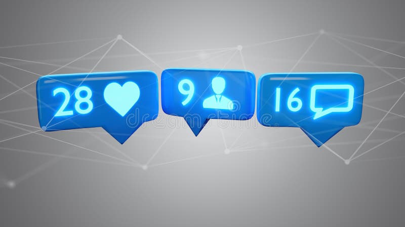 Like, Follower and Message Notification on Social Network - 3d R Stock ...