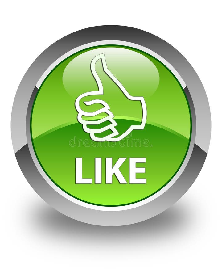 Like Glossy Green Round Button Stock Illustration - Illustration of ...