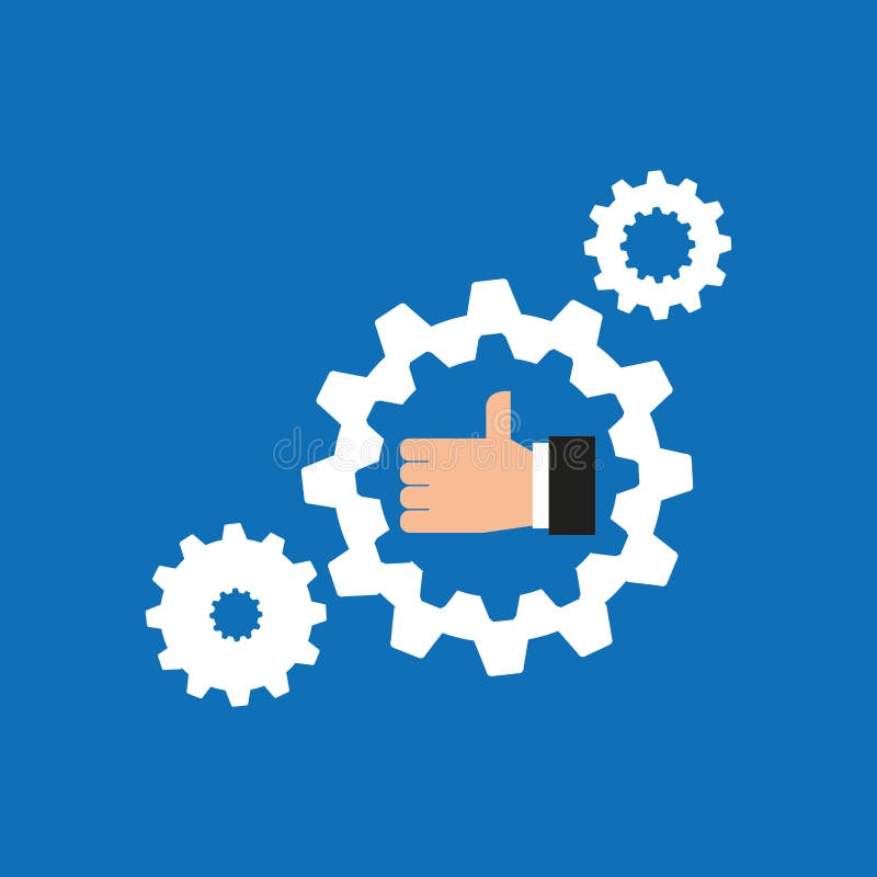 Like Hand Icon with Gear Work Icon Stock Illustration - Illustration of ...