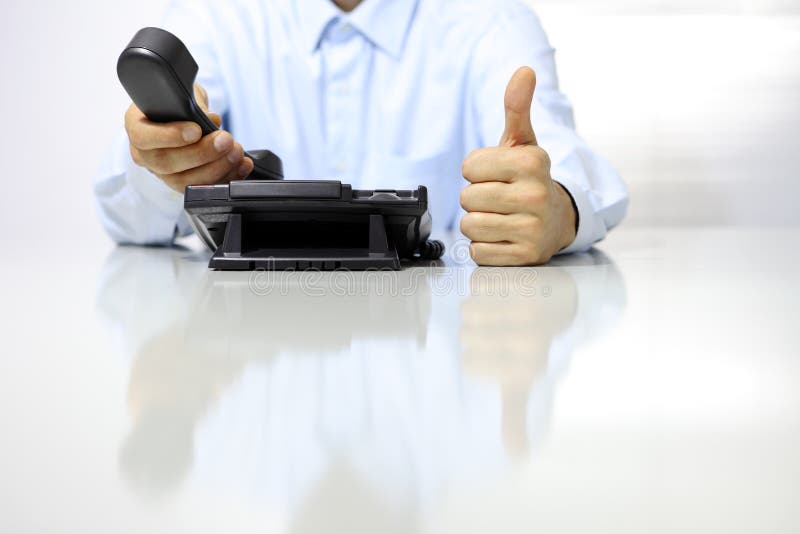 Like Hand with Office Phone on Desk Stock Photo - Image of concept ...