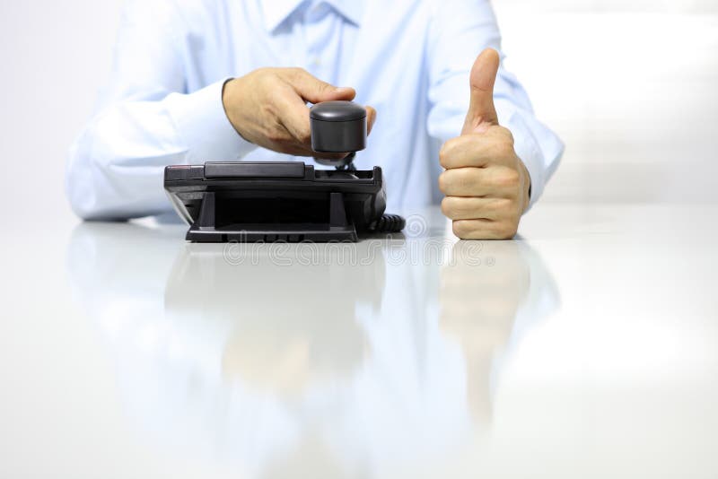 Like Hand with Office Phone on Desk Stock Image - Image of customer ...