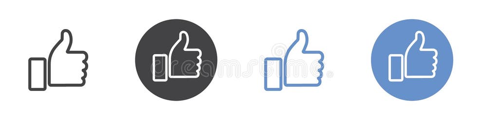Like Icon Flat Set in Black and White Color Stock Vector - Illustration ...