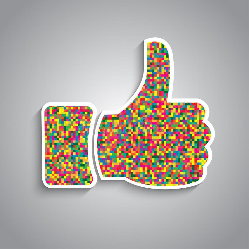 LIKE Icon, Hand Colorfull Pixels Icon. Vector Stock Vector ...