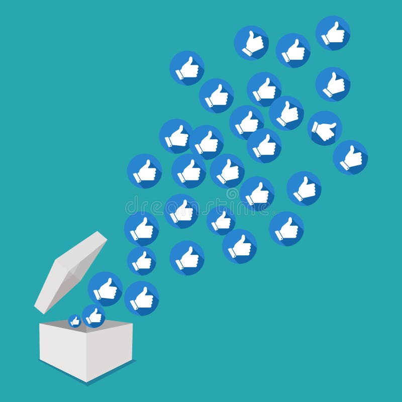 Like Icons Fly Out of the Box. Vector Illustration Editorial Stock ...