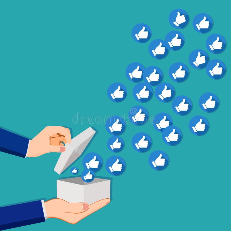 Like Icons Fly Out of the Box. Vector Illustration Editorial Stock ...