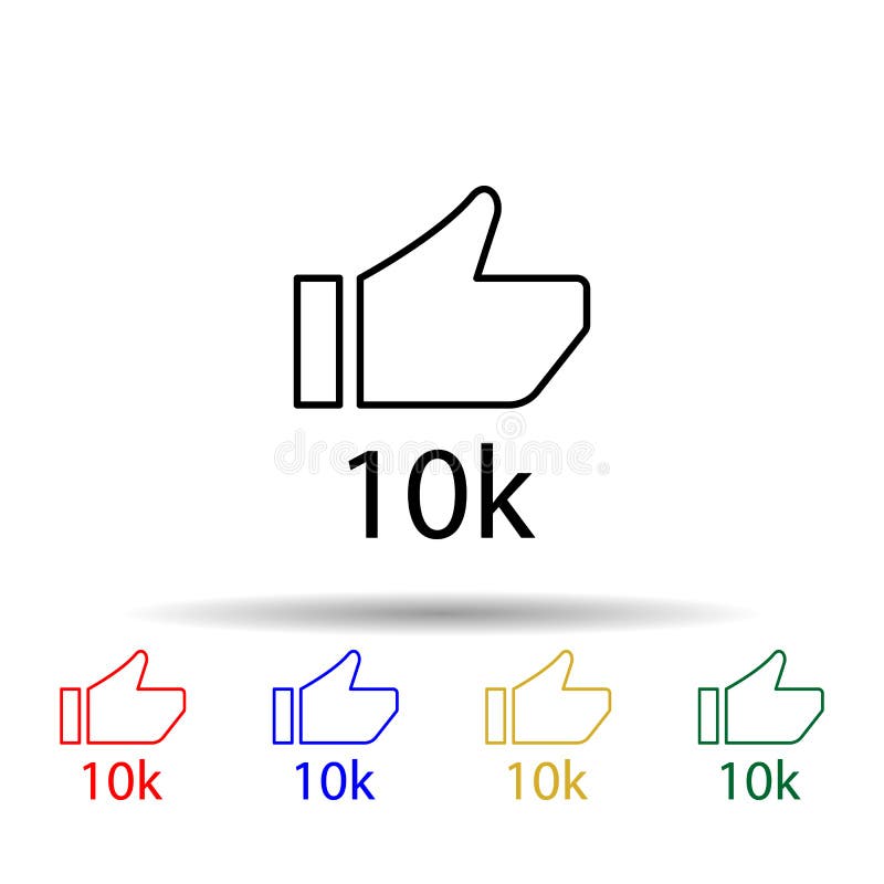Like 10k Multi Color Icon. Simple Thin Line, Outline Vector of Online ...