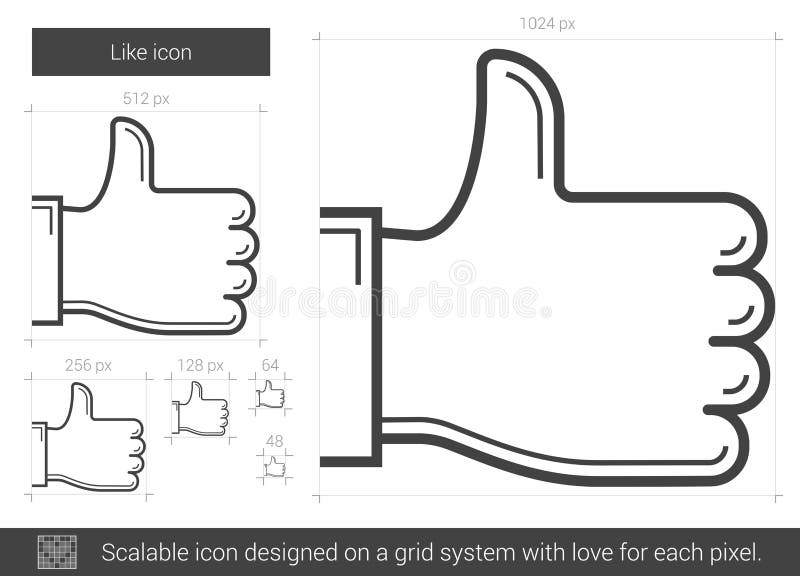Like line icon. stock vector. Illustration of good, fist - 77107840
