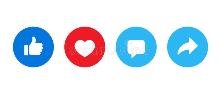 Like, Love, Comment, and Share Icon Vector. Social Media Elements Stock ...
