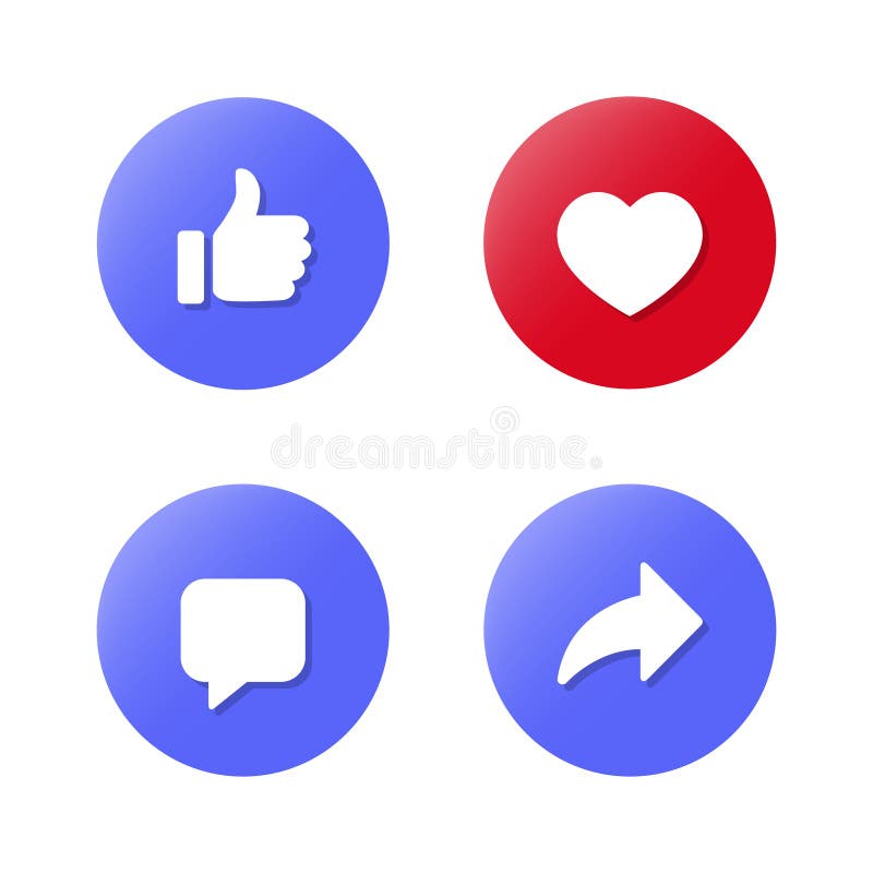 Like, Love, Comment, and Share Icon Vector. Social Media Elements Stock ...
