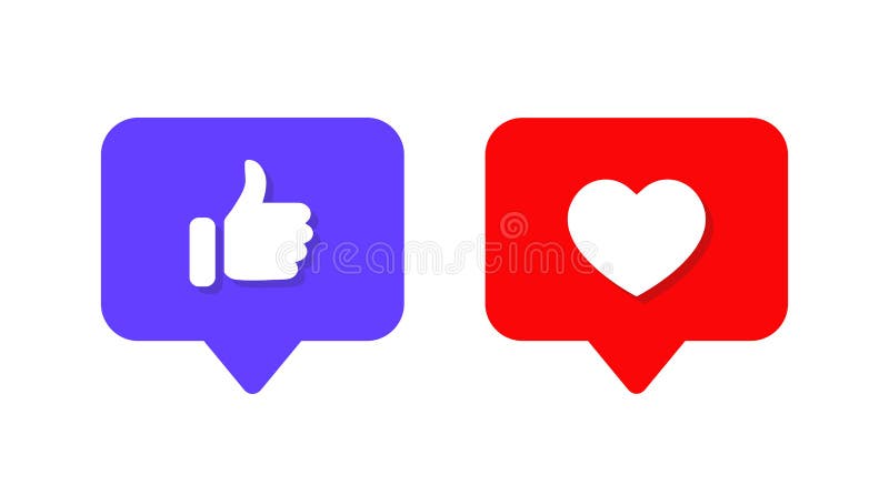 Like, Love, Heart Icon Vector Isolated on Speech Bubbles Editorial ...