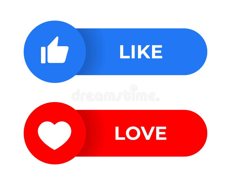 Like and Love Icon Vector in Flat Style. Social Media Elements Stock ...