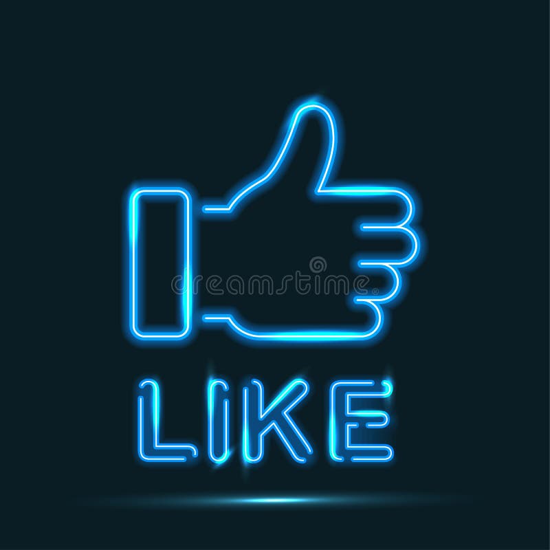 Neon Like And Dislike Icons On Background Brick Wall Stock Vector ...
