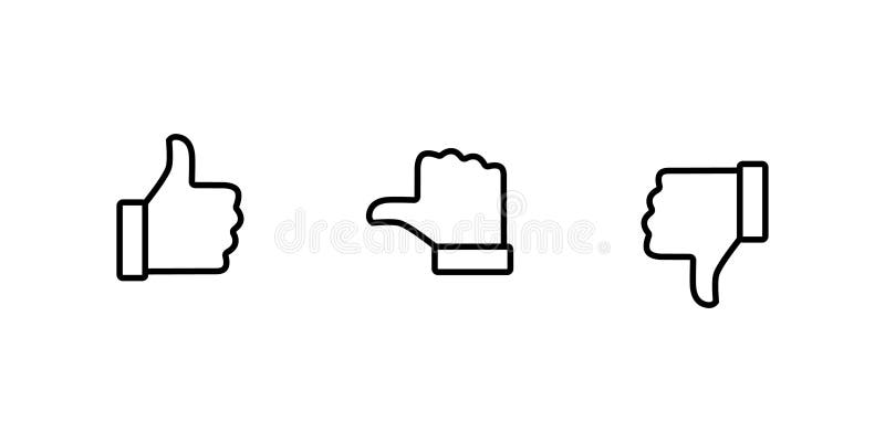 Like, Neutral, and Dislike Hand Outline Icon. Thumb Up, Middle, and ... Like, Neutral, and Dislike Hand Outline Icon. Thumb Up, Middle, and ...