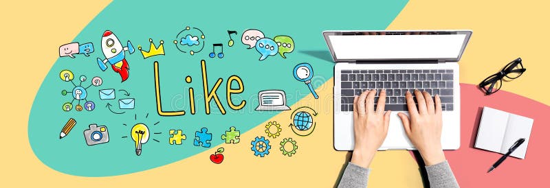 Like with Person Using a Laptop Stock Image - Image of tech, social ...