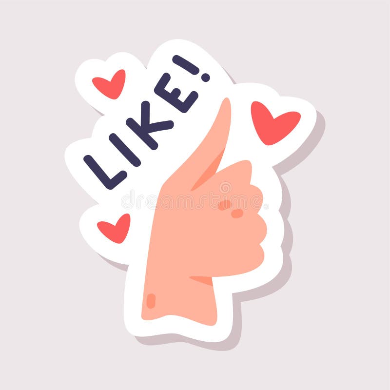 Like Positive Sticker Design with Hand Thumb Up and Saying Vector ...