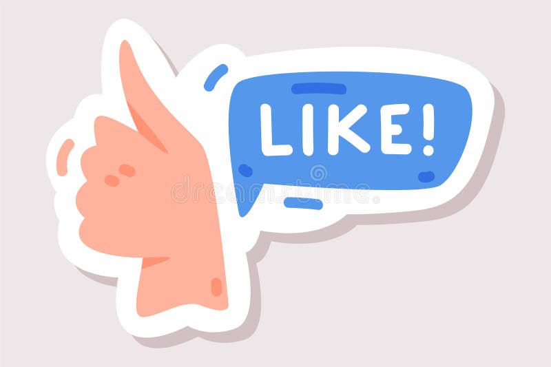 Like Positive Sticker Design with Hand Thumb Up and Saying Vector ...