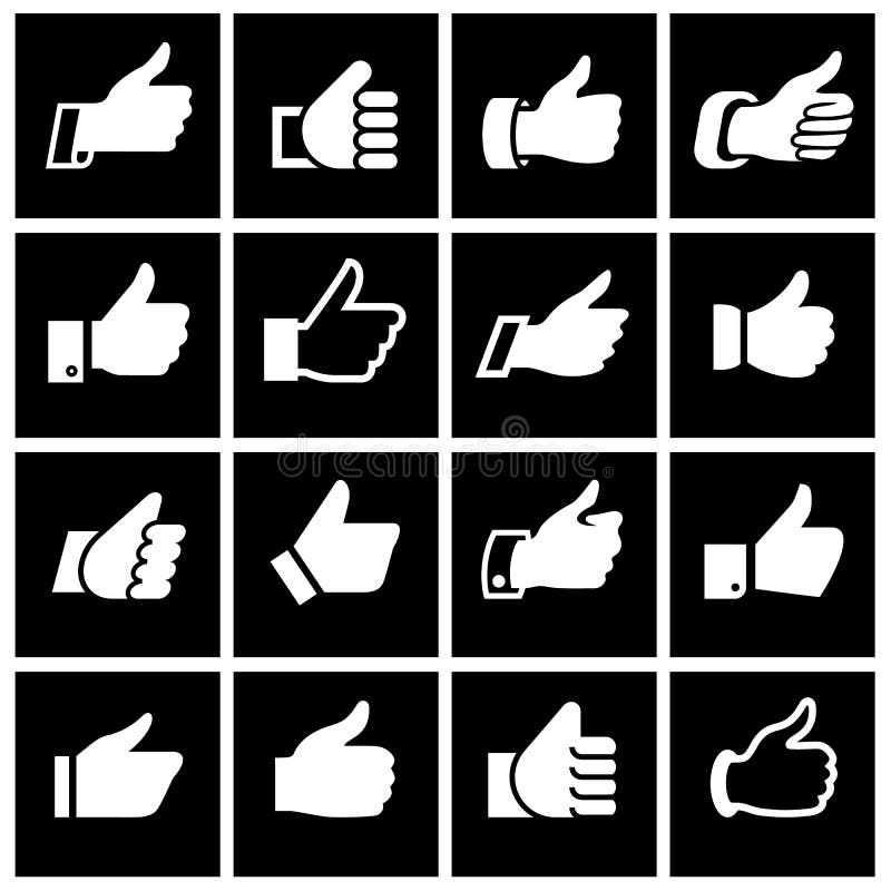 Like, Set Icons on Black Squares Stock Vector - Illustration of ...