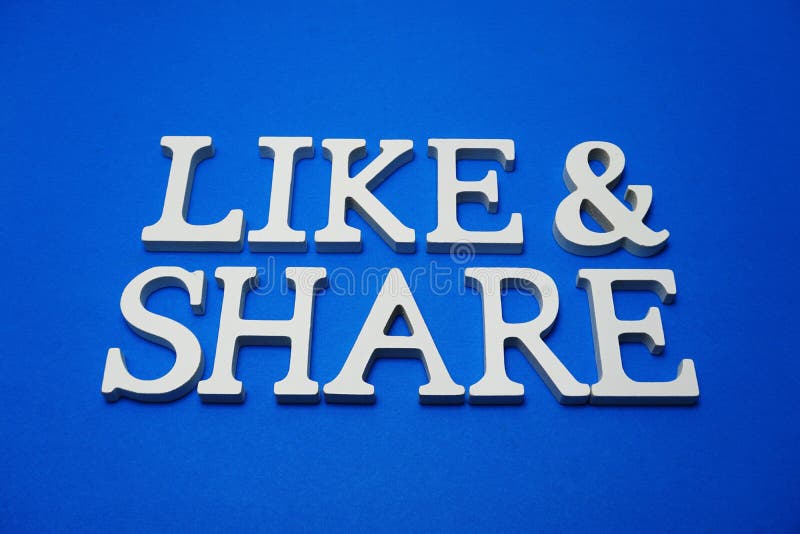 Like and Share Alphabet Letters on Blue Background Stock Image - Image ...