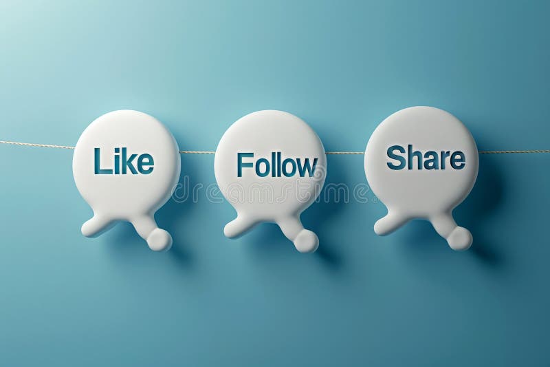 Like Share Follow Concept. Bubble Display Background Stock Illustration ...