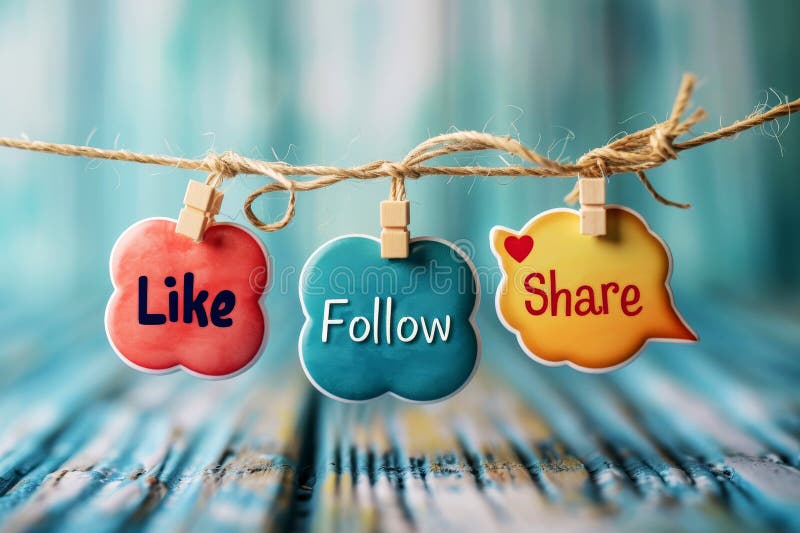 Like Share Follow Concept. Bubble Display Background Stock Image ...