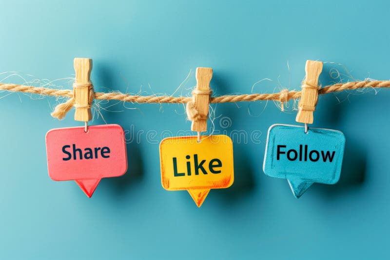 Like Share Follow Concept. Bubble Display Background Stock Photo ...