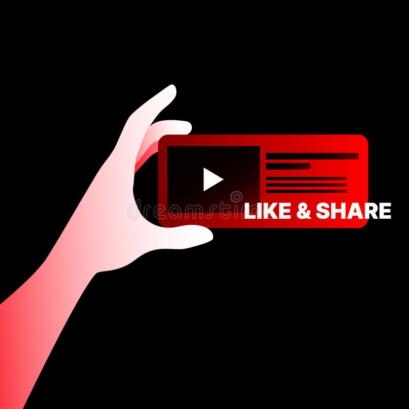 Like and Share Graphic Element. Hand Holding Red Video Frame Stock ...
